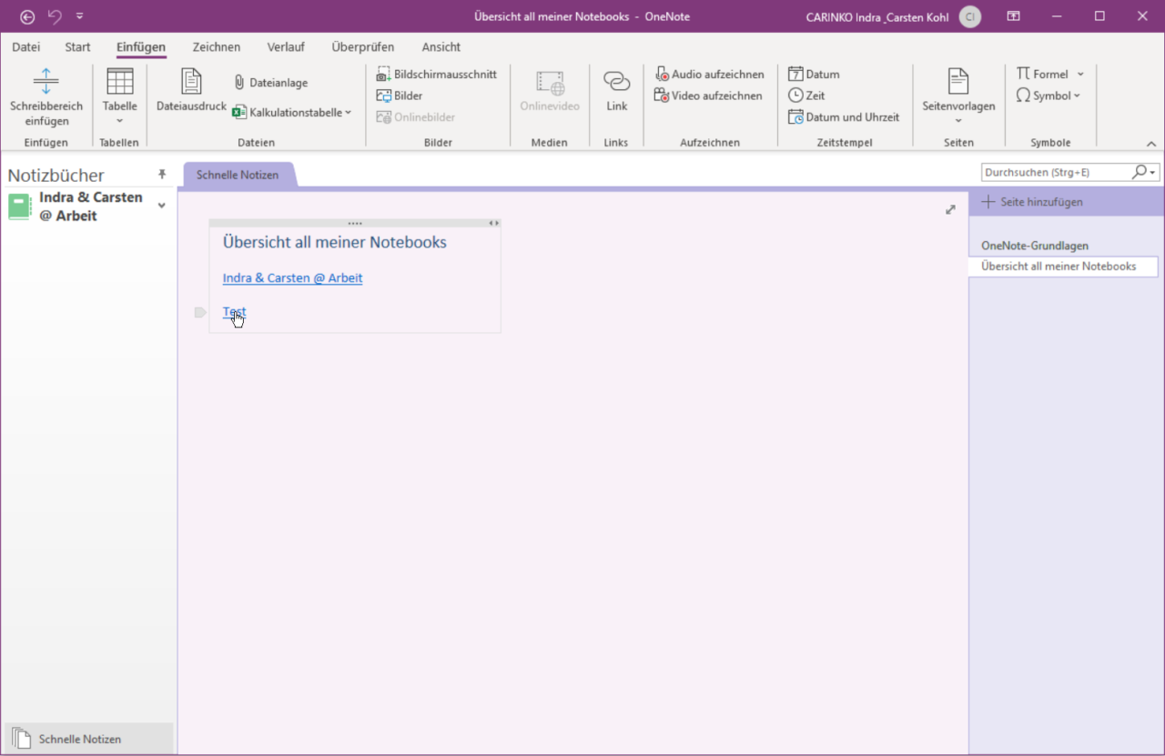 OneNote Notizbücher über ein Dashboard öffnen und schließen | CARINKO ...